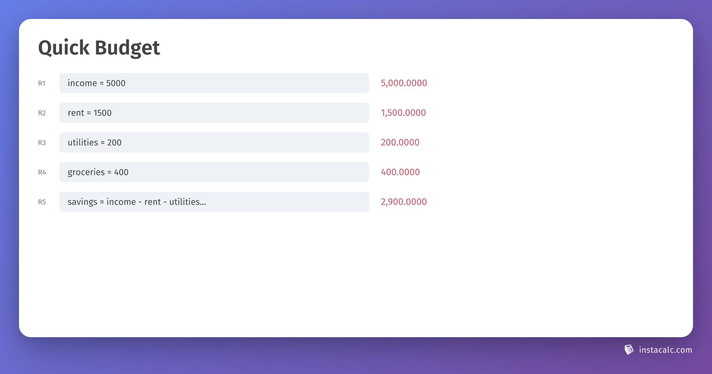 InstaCalc Online Calculator