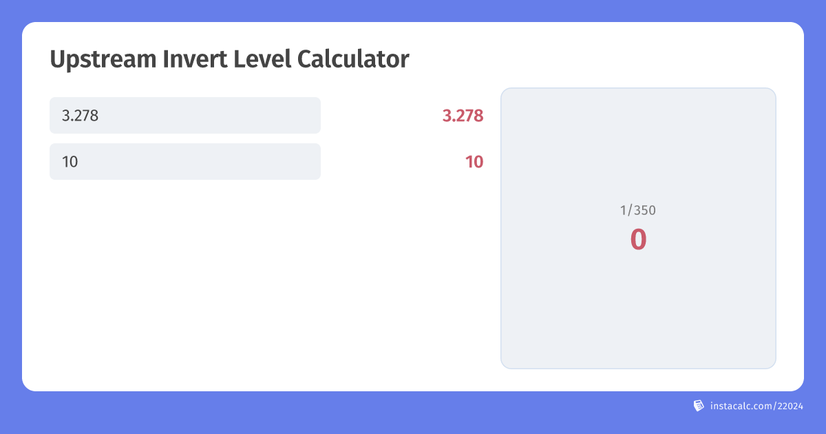 Upstream Invert Level Calculator - InstaCalc
