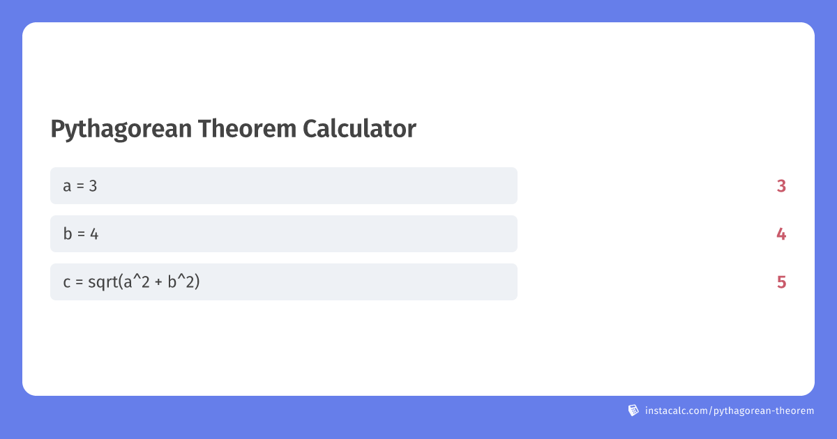 Pythagorean Theorem Calculator - InstaCalc