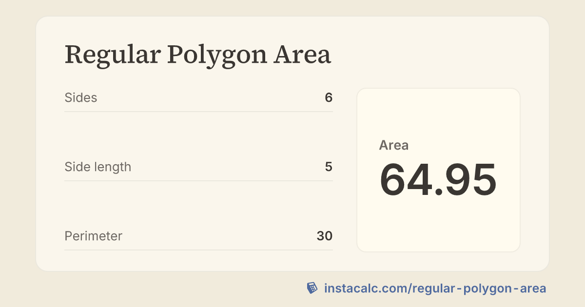 Regular Polygon Area Calculator - InstaCalc